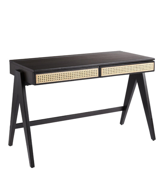 Rattan Study Desk - Solid Wood Desk with Rattan Drawers | Ramgarh ...